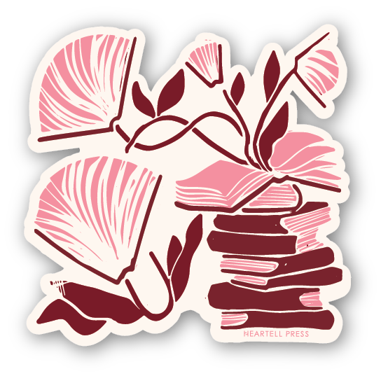 Book Flowers (Pink) Ecofriendly Sticker – Heartell Press
