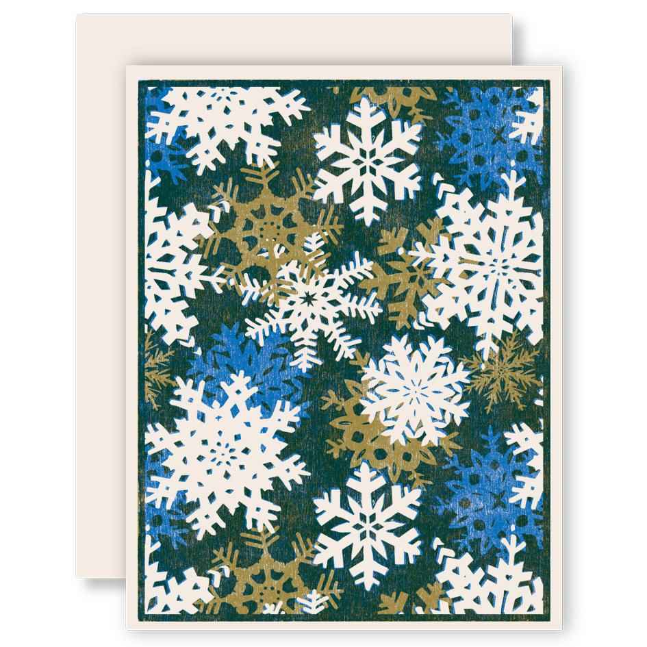 Snowflakes (Blue) Letterpress Card – Heartell Press