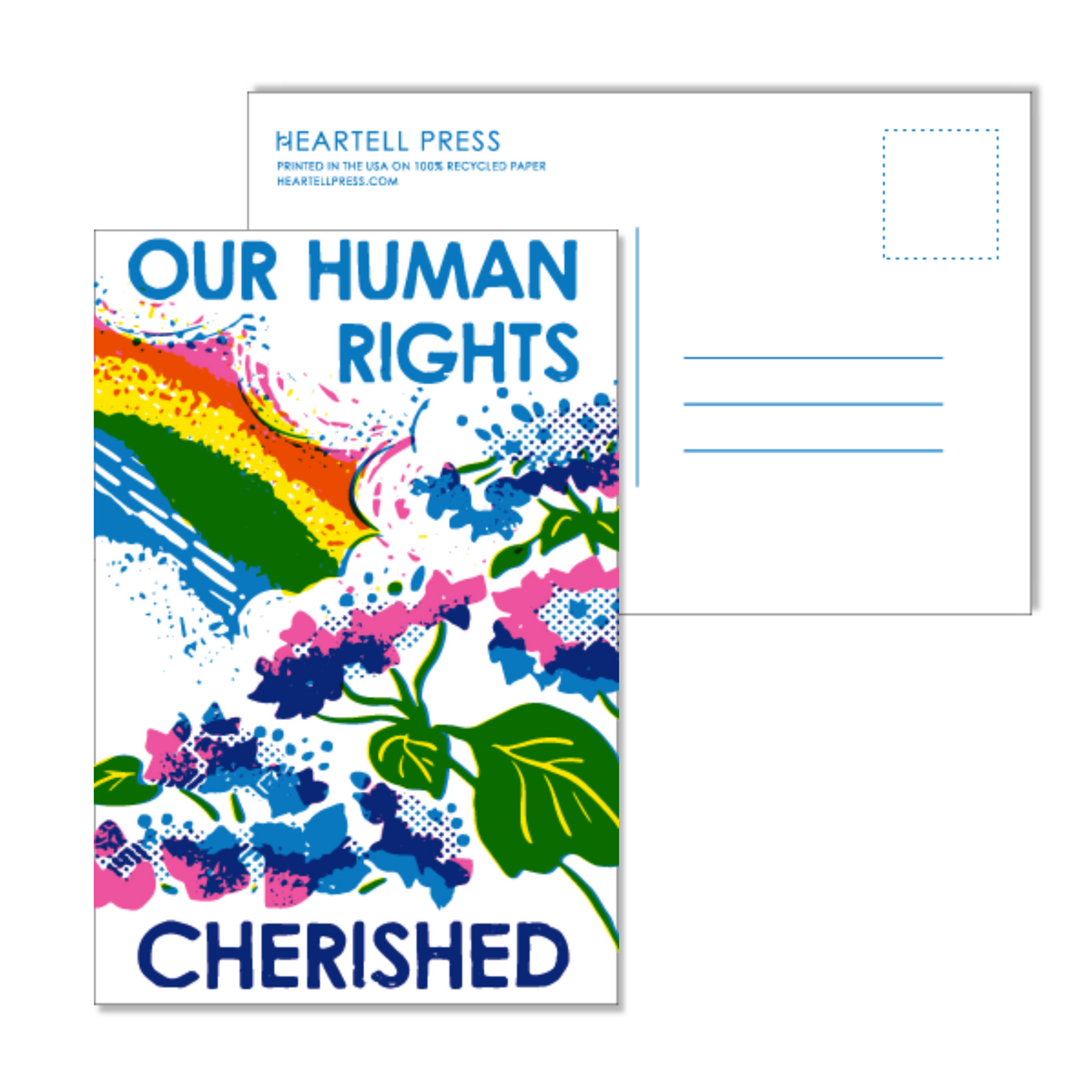 Our Human Rights Cherished Risograph Social Change Postcard – Heartell ...