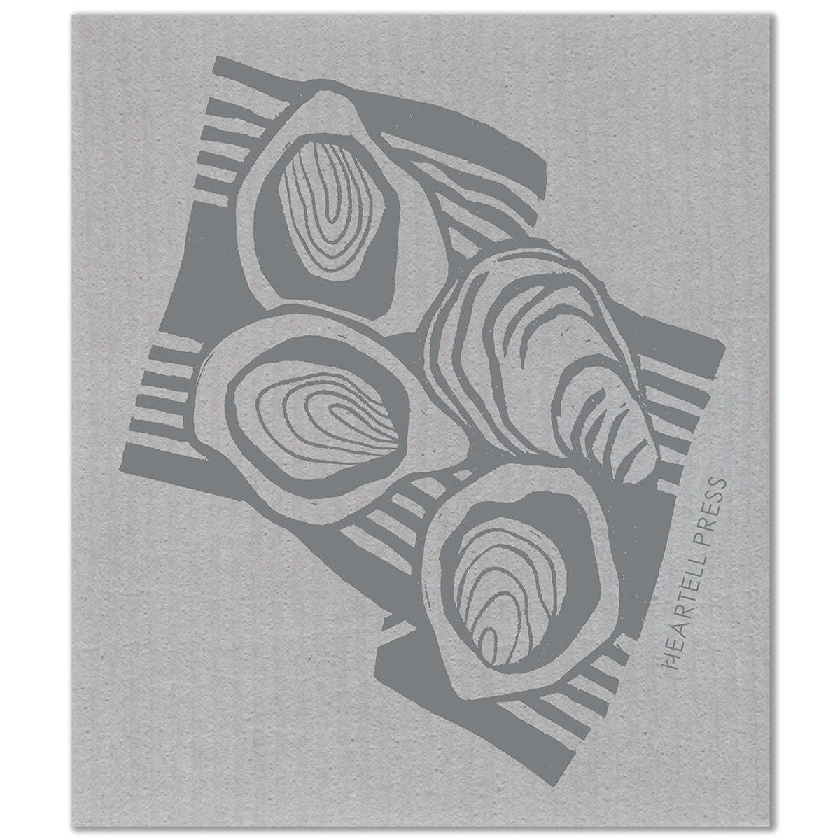 Screen Printed Gray Oysters Sponge Cloth – Heartell Press